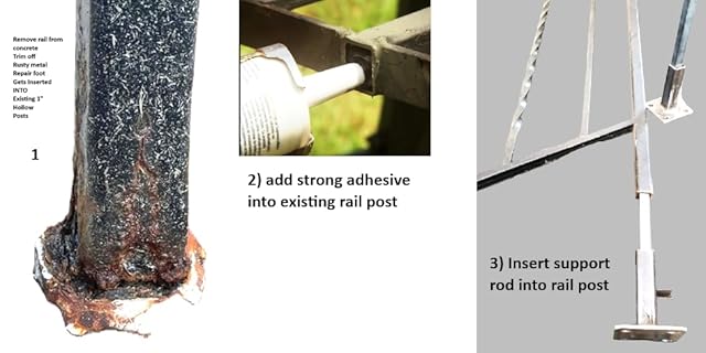 Outdoor 2 Step Metal Post Mount Repairs 2 pk No welding slips inside r ...