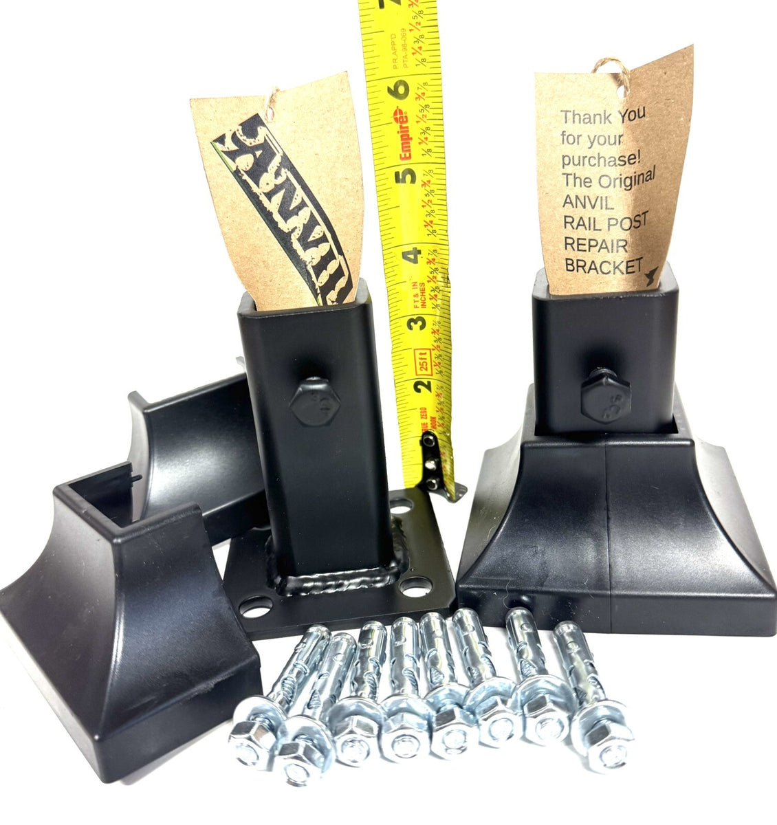 REPAIR 1" RUSTY Iron Rail Posts mounts 2 pk KIT NO Welding SLIP-FITS i ...