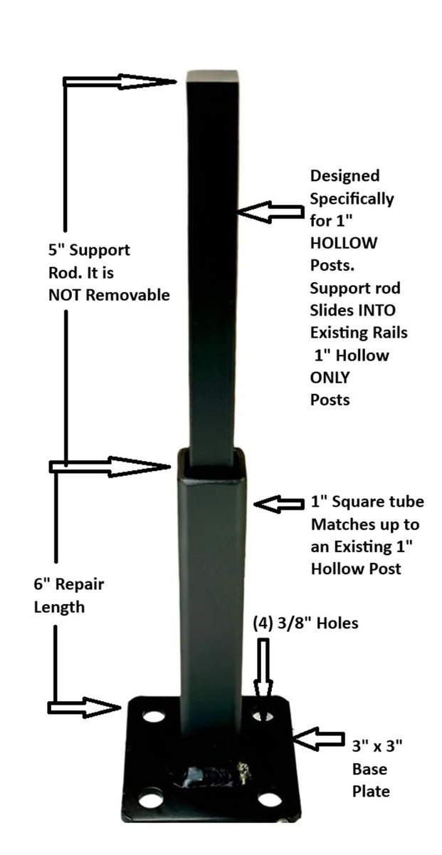 Anvil Steel 6" h Railing Step Posts Repair Mount Secure Set 1" Rusty O ...